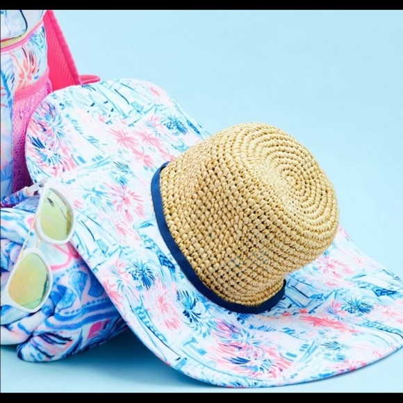 Lilly Pulitzer | Accessories | Lilly Pulitzer Straw Fabric Beach Sun ...
